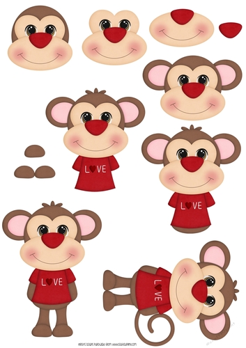 Love Monkeys A4 Decoupage Sheet 3 - CUP855254_75327 | Craftsuprint