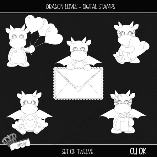 Dragon Loves - Digital Stamps - CUP868695_75327 | Craftsuprint