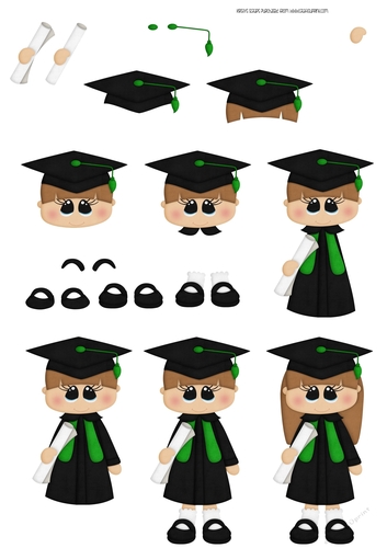 Graduation 1 Green - A4 Decoupage Sheet - CUP869187_75327 | Craftsuprint