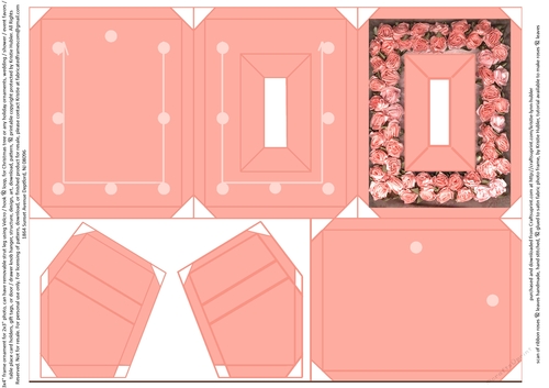 Ribbon Roses Leaves Image Tabletop Frame Christmas holiday tree ...