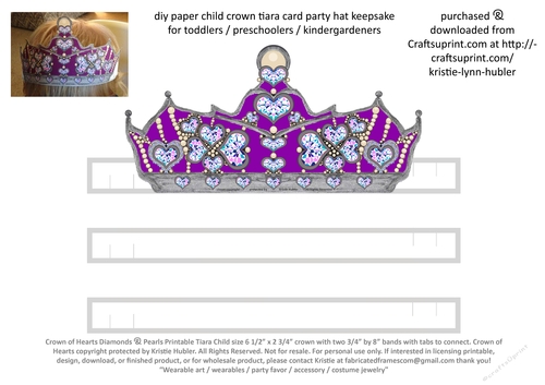Crown of Hearts Printable Child Tiara Card Party Hat Favor Play ...
