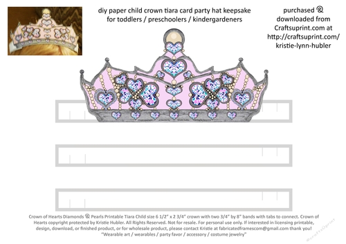 Crown of Hearts Printable Child Tiara Card Party Hat Favor Play ...
