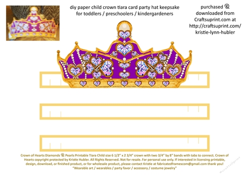 Crown of Hearts Printable Child Tiara Card Party Hat Favor Play ...