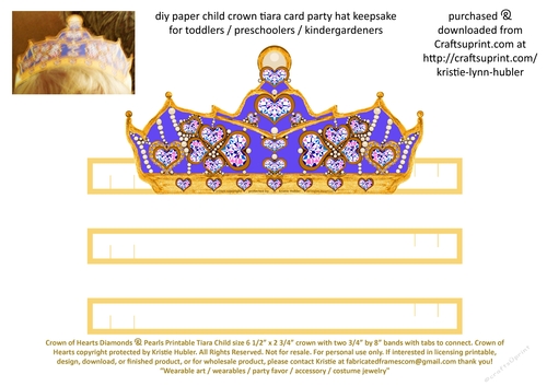 Crown of Hearts Printable Child Tiara Card Party Hat Favor Play ...