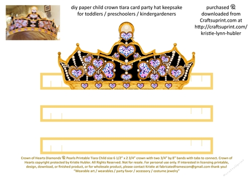 Crown of Hearts Printable Child Tiara Card Party Hat Favor Play ...