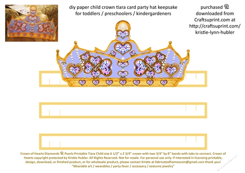 Crown of Hearts Printable Child Tiara Card Party Hat Favor Play ...