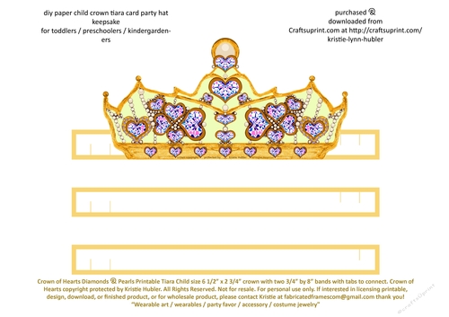 Crown of Hearts Printable Child Tiara Card Party Hat Favor Play ...