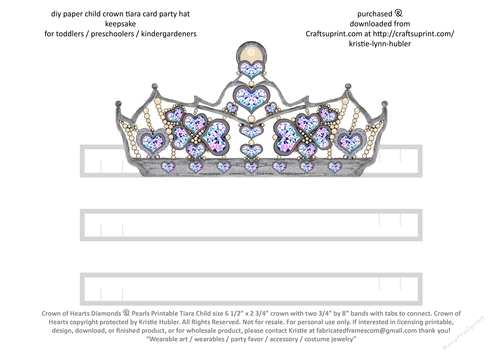 Crown of Hearts Printable Child Tiara Card Party Hat Favor Play ...