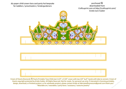 Crown of Hearts Printable Child Tiara Card Party Hat Favor Play ...