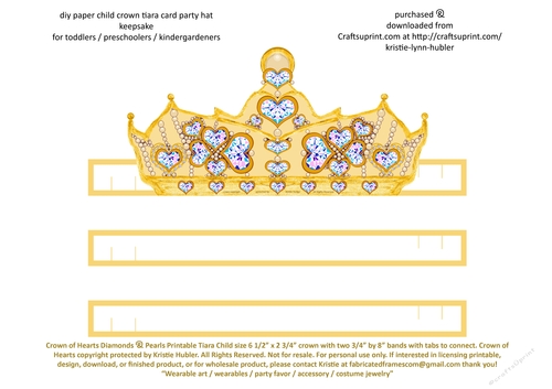 Crown of Hearts Printable Child Tiara Card Party Hat Favor Play ...