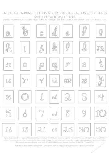 Alphabet Captions Text Plates Silver Fabric Font Lower Case Letters and ...