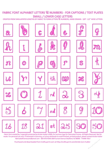 Alphabet Captions Text Plates Berry Pink Fabric Font Lower Case Letters ...