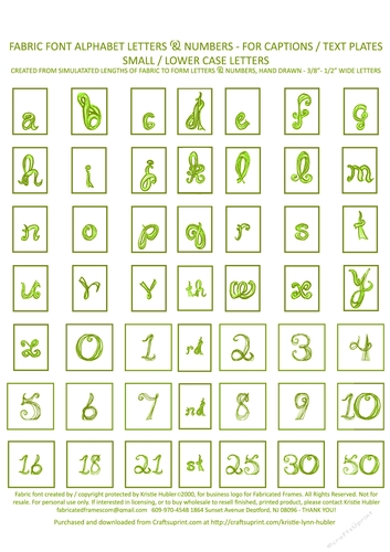 Alphabet Captions Text Plates Grass Green Fabric Font Lower Case ...