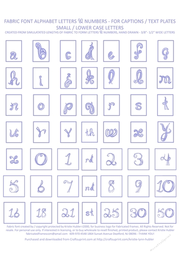 Alphabet Captions Text Plates Periwinkle Fabric Font Lower Case Letters ...