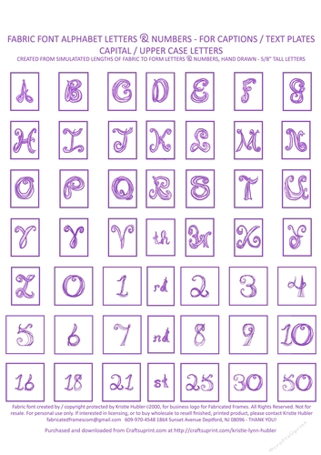 Alphabet Captions Text Plates Purple Fabric Font Upper Case Letters and ...