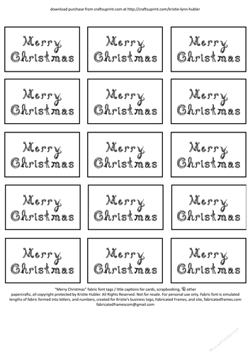 Merry Christmas Captions 15 Tags Fabric Font Letters Black Line Art ...