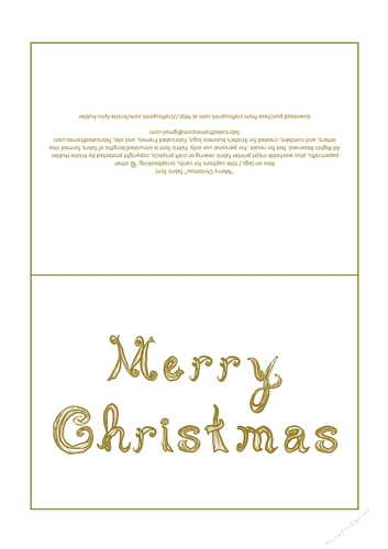Merry Christmas 5x7 Inch Card Fabric Font Mocha Brown Line Art ...