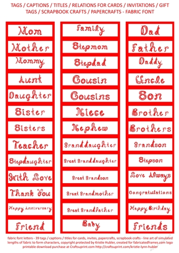 39 Captions Title Relation Text Tags Red Line Art Fabric Font For Card ...