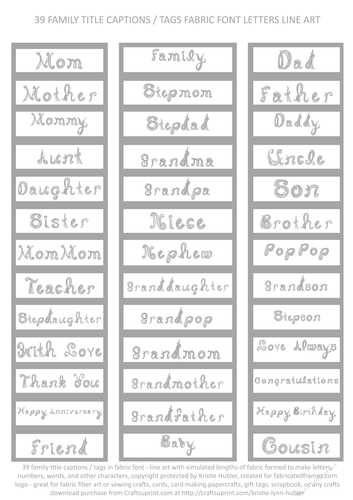 39 Captions Tags Title Family Silver Gray Line Art Fabric Font For Card ...