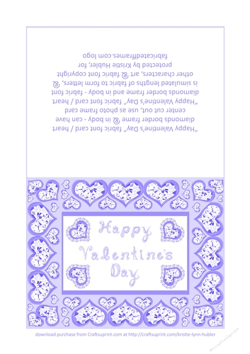 Happy Valentines Day Periwinkle Blue Monotone Fabric Font Heart ...