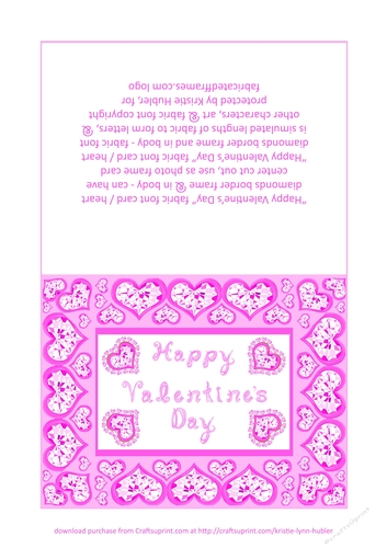 Happy Valentines Day Pink Monotone Fabric Font Heart Diamonds Frame ...