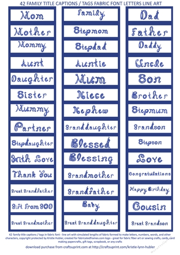 42 Captions Family Title Relation Text Tags Denim Blue Line Art Fabric ...