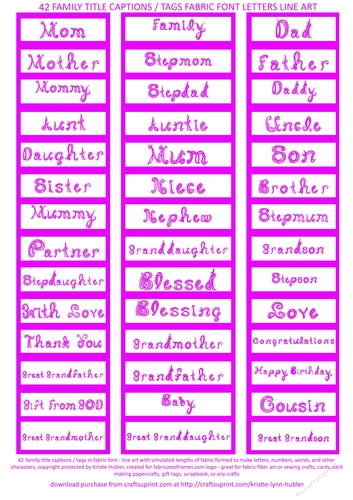 42 Captions Family Title Relation Text Tags Orchid Pink Line Art Fabric ...