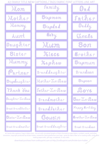 42 Names Family Title Relation NEW Captions Tags Periwinkle Blue Line ...