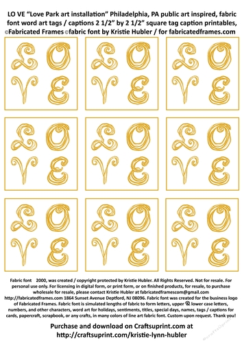 9 LO VE Love Park Philadelphia PA inspired Art Gold Fabric Font Letters ...