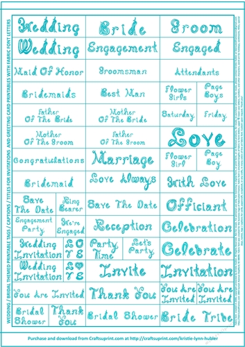 51 Wedding Party Themed Tags Captions Aqua Blue Fabric Font For ...