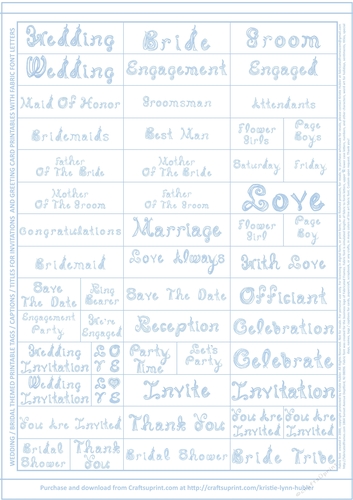 51 Wedding Party Themed Tags Captions Light Blue Fabric Font For ...