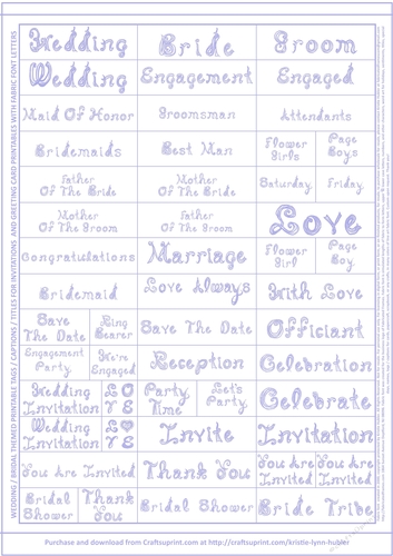 51 Wedding Party Themed Tags Captions Periwinkle Blue Fabric Font For ...