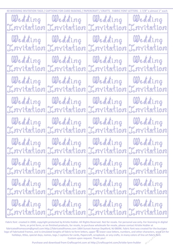 40 Wedding Invitation Tags Captions Periwinkle Blue Fabric Font Letters ...