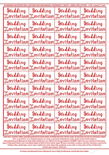 40 Wedding Invitation Tags Captions Red Fabric Font Letters With Scroll ...