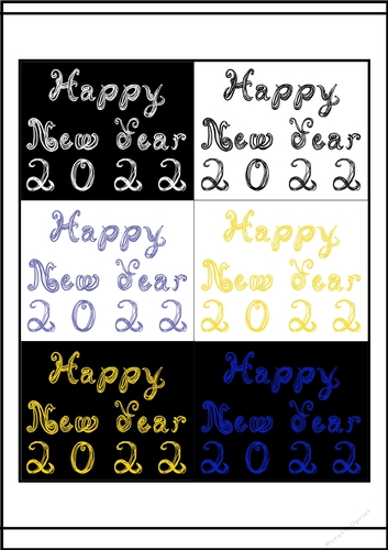 Happy New Year 2022 6 Tags Captions Pantone Color Veri Peri Black White ...