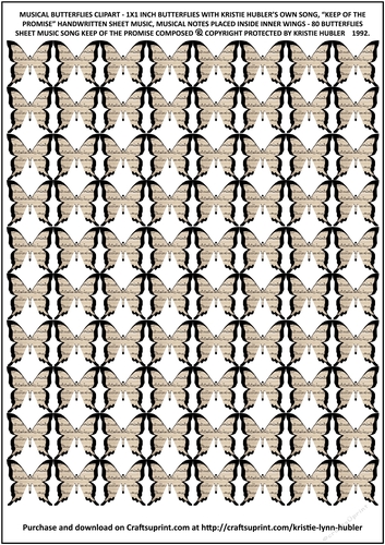 80 Black and White Musical Butterflies 1x1 Inch Clipart Handwritten ...
