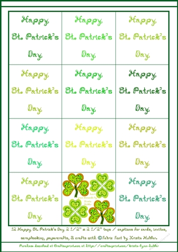 12 St Patricks Day multi green fabric font heart diamond clovers green ...