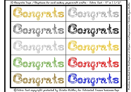 10 Congrats Captions Tags Printable For Cards With Fabric Font Multi ...