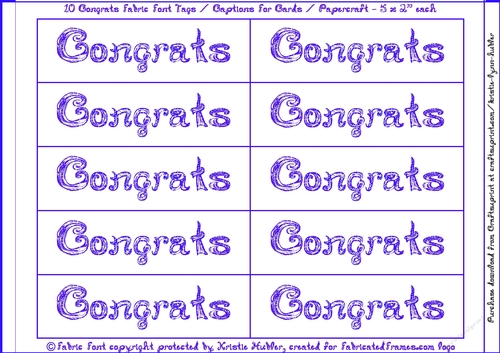 10 Congrats Captions Tags Printable For Cards With Fabric Font Glitter ...