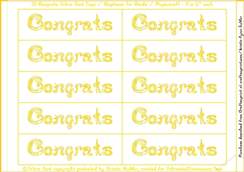 10 Congrats Captions Tags Printable For Cards With Fabric Font Glitter ...