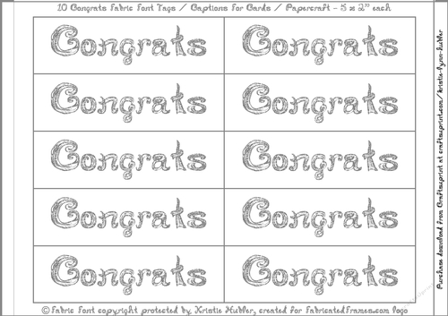 10 Congrats Captions Tags Printable For Cards With Fabric Font Glitter ...