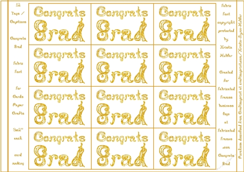 12 Congrats Grad Captions Tags Printable For Cards With Fabric Font ...