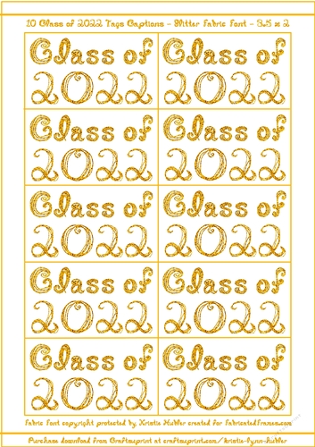 10 Class of 2022 Captions Tags Printable For Cards With Fabric Font ...