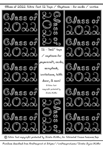 12 Class of 2022 Black Captions Tags Printable For Cards With Fabric ...