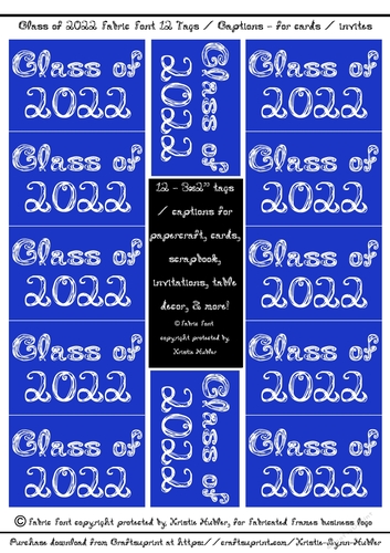12 Class of 2022 Blue Captions Tags Printable For Cards With Fabric ...