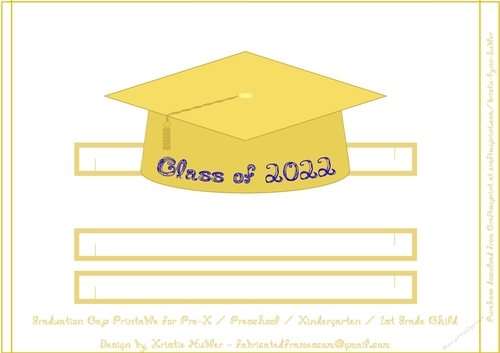 Graduation Cap Gold Printable Paper Hat Blue Fabric Font Class of 2022 ...