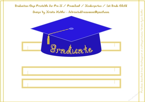Graduation Cap Blue Printable Paper Hat Gold Fabric Font Graduate ...