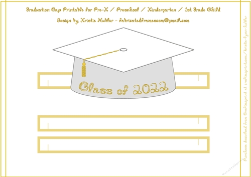 Graduation Cap White Printable Paper Hat Gold Fabric Font Class of 2022 ...