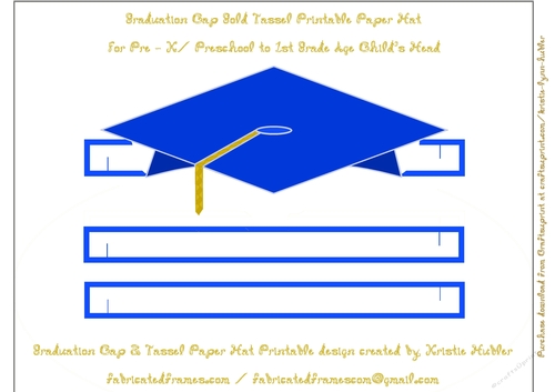 Graduation Cap Printable Blue Paper Hat 2 Curves Head Cap - CUP1157615 ...
