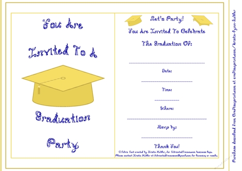 Graduation Party Invitation Gold School Color Cap Tassel Blue Fabric ...